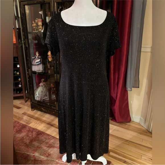 Jkla | Dresses | Vintage Jkla Red And Gold Glitter Scoop Neck Black ...